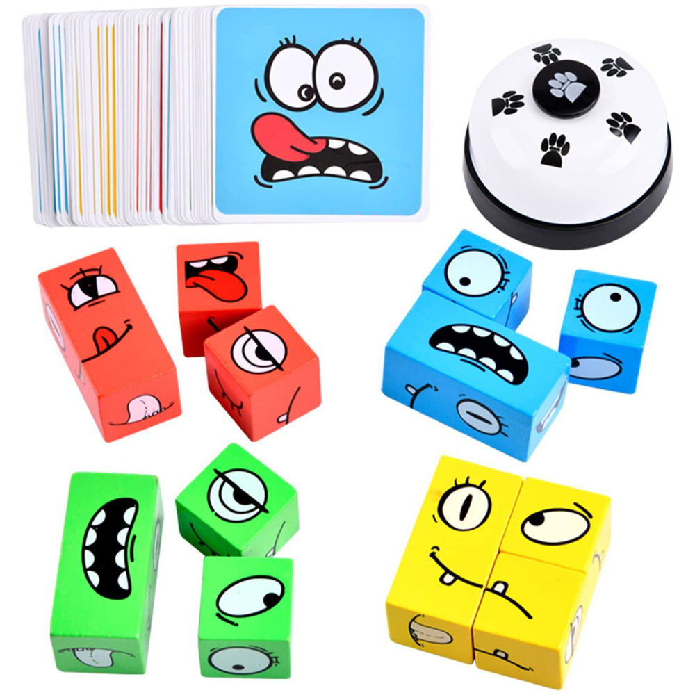 Drewniane klocki zmiana twarzy emocja gra logiczna ⚡ | Zabawki \ Gry ...